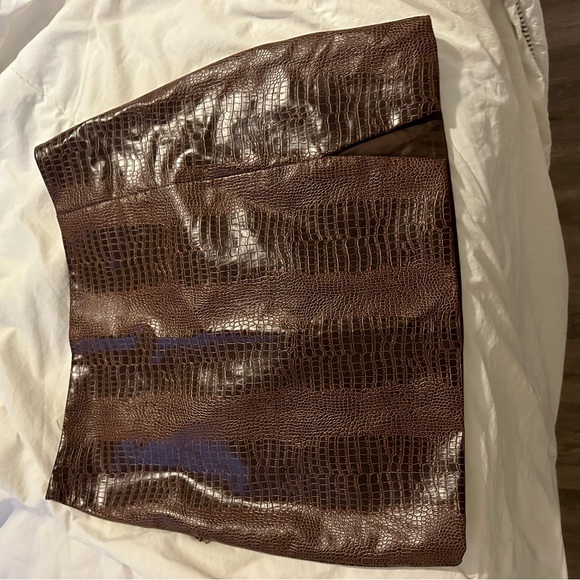 SHEIN | Skirts | Shein Mini Skirt Faux Leather With Croc Print | Poshmark